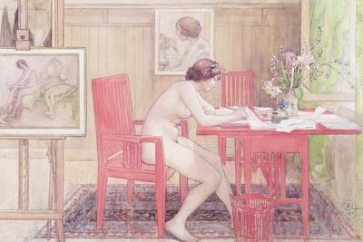 'Model Writing Postcards, 1906' Giclee Print - Carl Larsson | Art.com