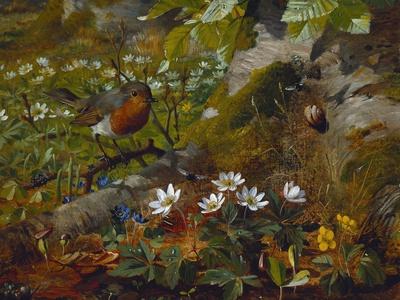 'A Robin at the Foot of a Tree' Giclee Print - Olaf August Hermansen ...