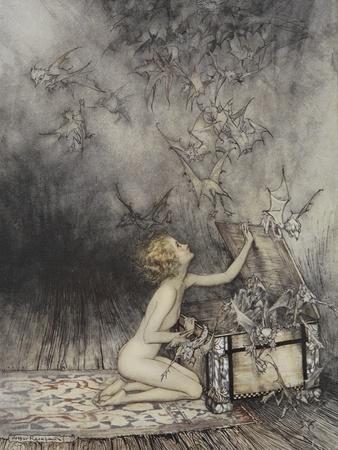 'Pandora Opening a Box, From Which Flies Bats' Giclee Print - Arthur ...