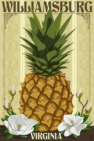 'Williamsburg, Virginia - Colonial Pineapple' Art Print - Lantern Press ...