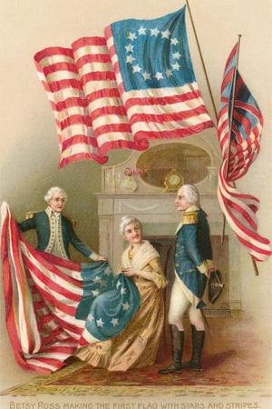 Betsy Ross with First Flag Art Print | Art.com
