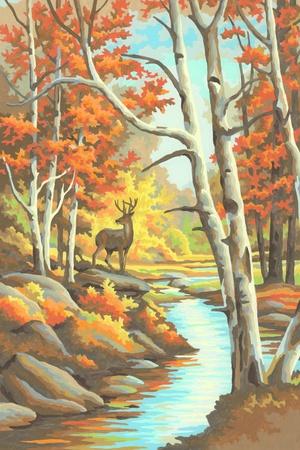 'Paint by Numbers, Autumn Scene Number Three' Art Print | Art.com