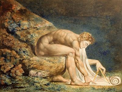 'Isaac Newton, 1795 Coloured engraving with watercolour and ink added ...