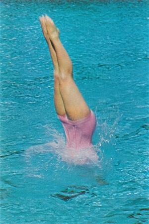 'Lady Diving into Pool, Retro' Art Print | Art.com