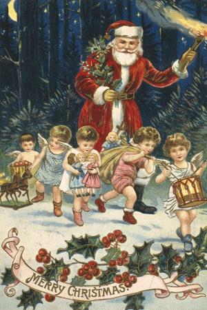 'Father Christmas and His Merry Band' Giclee Print | Art.com
