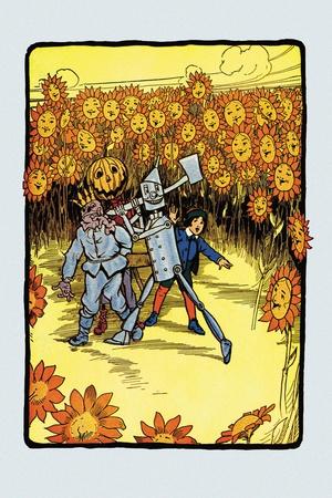 'Field of Sunflowers' Art Print - John R. Neill | Art.com