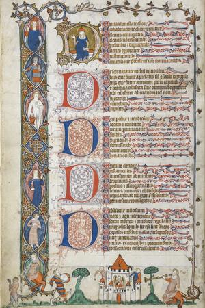 Historiated initial D and four decorated initial Ds, with border Giclee ...