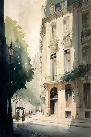 'Paris Avenue Victor Hugo Watercolor II' Art Print - Lana Kristiansen ...