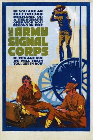 U.S. Army Signal Corps Recruitment Poster Giclee Print | Art.com