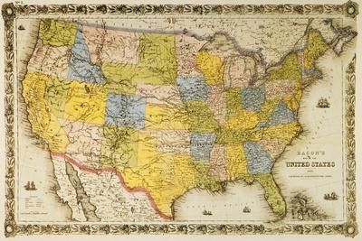 United States Map, 1866 Giclee Print | Art.com
