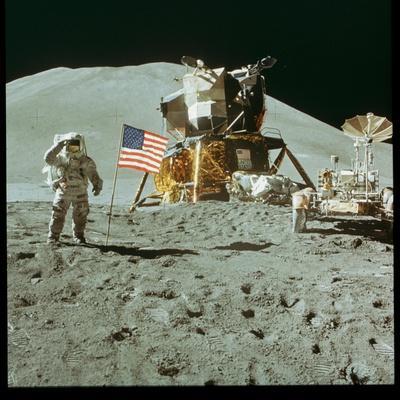 'US Astronaut James B. Irwin Standing on Moon Beside the Lunar Roving ...
