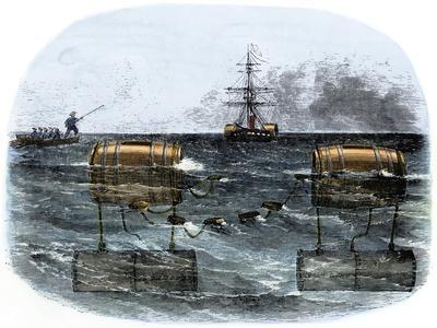 'US Civil War, 1861-1865: Floating Explosive Barrels, or Mines, Used by ...