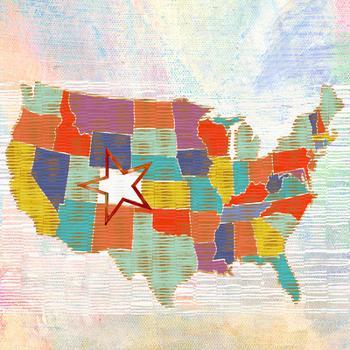 'US lower 48, states, us map' Art Print - Robbin Rawlings | Art.com