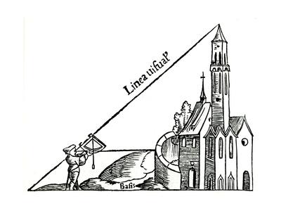 'Using a Quadrant with a Plumb Bob to Calculate the Height of a Tower ...