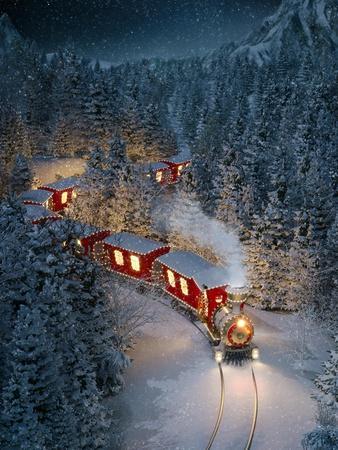 Amazing Cute Christmas Train Goes through Fantastic Winter Forest in ...