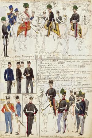 'Various Uniforms of Duchy of Modena, Color Plate, 1858-1859' Giclee ...