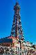 Blackpool Tower against a clear blue sky in Blackpool, iconic British ...