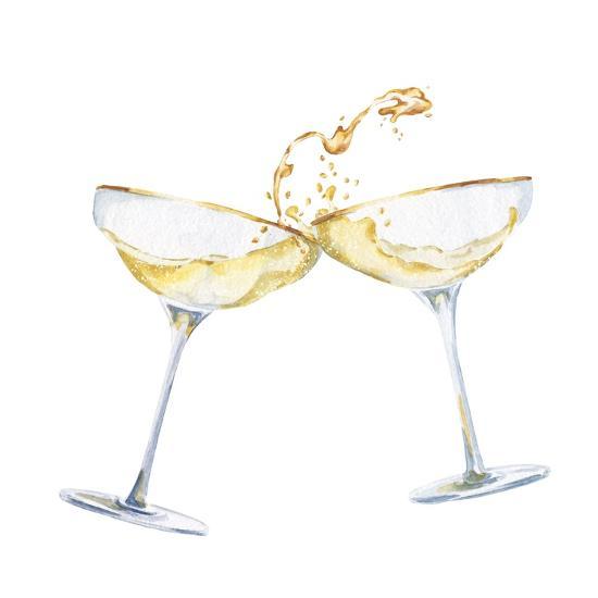 Two Glasses Of Champagne Watercolor Drink Illustration Photographic