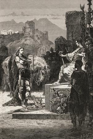 'Vercingetorix Surrenders to Caesar Illustration' Giclee Print | Art.com