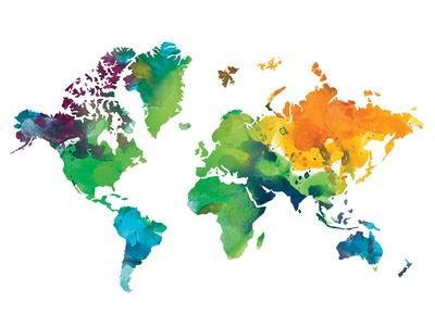 'Watercolor Map' Art Print - Victoria Brown | Art.com