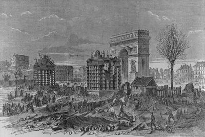 View of Workers Tearing down Landmarks in Paris Giclee Print | Art.com
