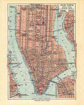 'Vintage New York Map' Giclee Print - The Vintage Collection | Art.com