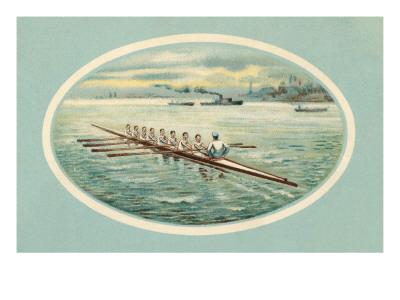 'Vintage Rowing Crew Illustration' Art Print | Art.com