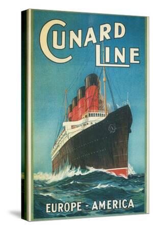 'Vintage Travel Poster for Cunard Line' Stretched Canvas Print | Art.com