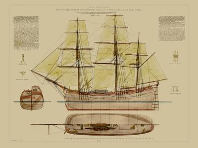 'Antique Ship Plan VII' Art Print - Vision Studio | Art.com