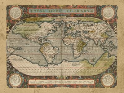'Embellished Antique World Map' Art Print - Vision Studio | Art.com