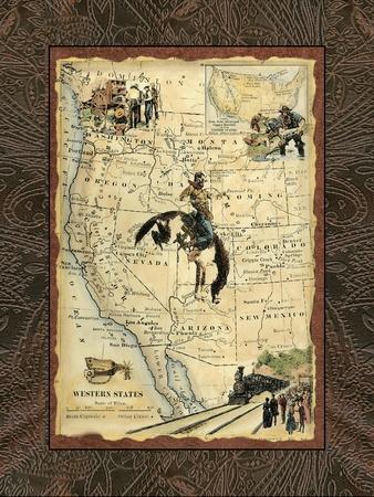 'Western States Map' Art Print - Vision Studio | Art.com
