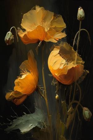 Amber Poppy Flowers Art Print - Vivienne Dupont | Art.com