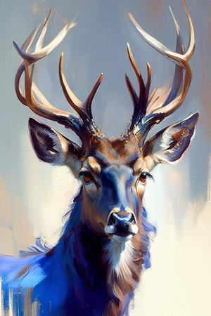 'Blue Buck Deer' Art Print - Vivienne Dupont | Art.com