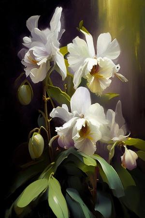'Orchid Flowers I' Art Print - Vivienne Dupont | Art.com