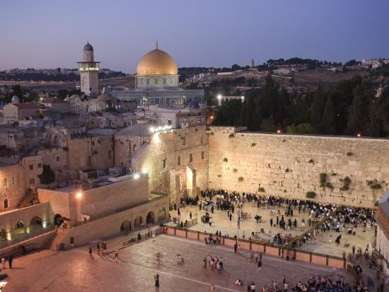 Wailing Wall, Western Wall and Dome of the Rock Mosque, Jerusalem ...