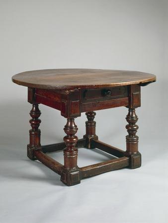 'Walnut Emilian Table with Round Top, Italy, Early 17th Century' Giclee ...
