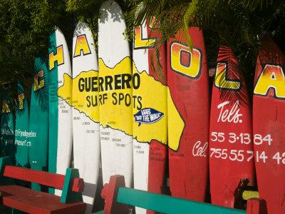 'Mexico, Pacific Coast, Guerrero, Ixtapa, Catcha La Ola Surf Shop Sign ...