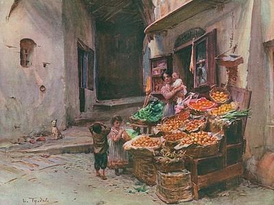 'Fruit Stall at San Remo' Art Print - Walter Tyndale | Art.com