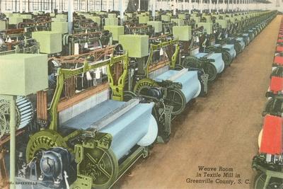 'Weave Room in Textile Mill' Art Print | Art.com