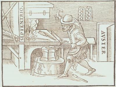 'Forging a Magnet, from William Gilbert's De Magnete, 1600 (Woodcut ...