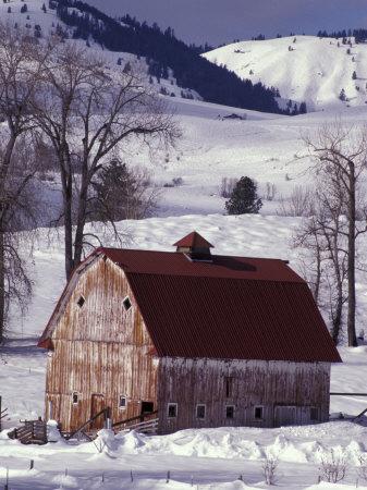 'Barn in Winter, Methow Valley, Washington, USA' Photographic Print ...