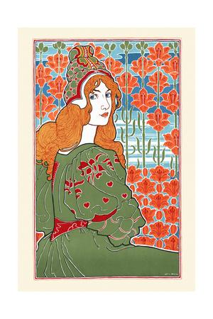 'Woman Looking Over Her Shoulder With Stylized Flowers In The ...