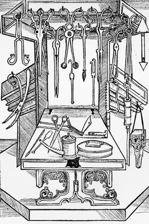Woodcut Print of Assorted Medieval Medical Tools Giclee Print | Art.com