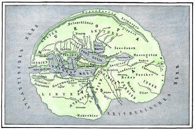 World Map Depicting the Flat Earth by Greek Historian Herodote (484 or ...