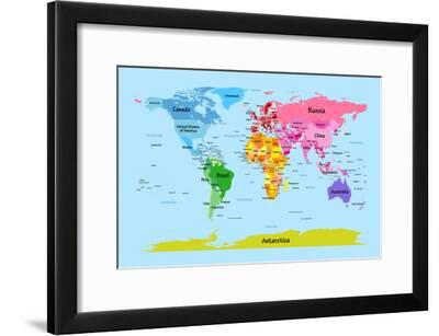 World Map with Big Text for Kids Art Print by Michael Tompsett | Art.com