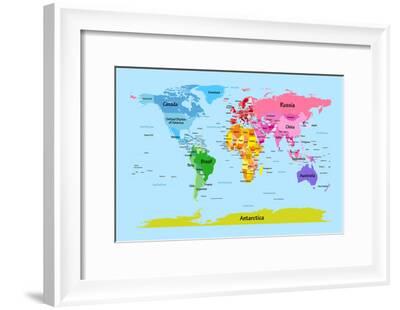 World Map with Big Text for Kids Art Print by Michael Tompsett | Art.com