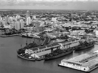 'World War Ii-Era Warships Docked at the Port of Miami, C.1948 ...