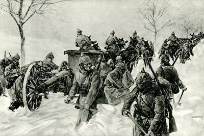 WW1 - Eastern Front - German Soldiers Advance in Snow Art Print | Art.com