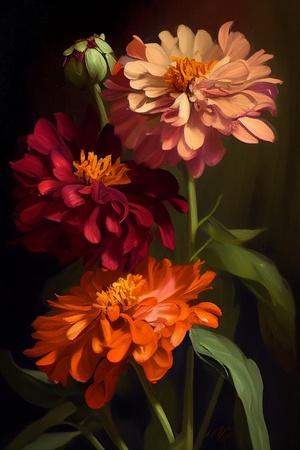 'Zinnia' Art Print - Vivienne Dupont | Art.com